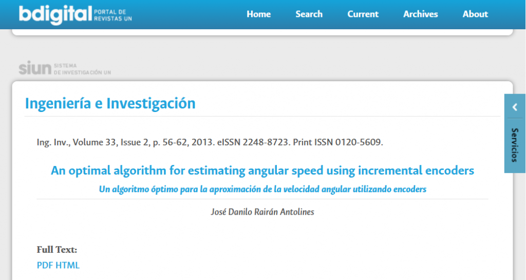 An optimal algorithm for estimating angular speed | Danilo Rairán